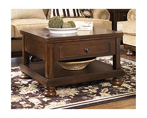 Signature Design by Ashley Porter Traditional Hand-Finished Lift Top Coffee Table, Dark Brown