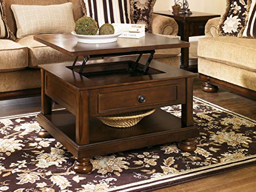 Signature Design by Ashley Porter Traditional Hand-Finished Lift Top Coffee Table, Dark Brown