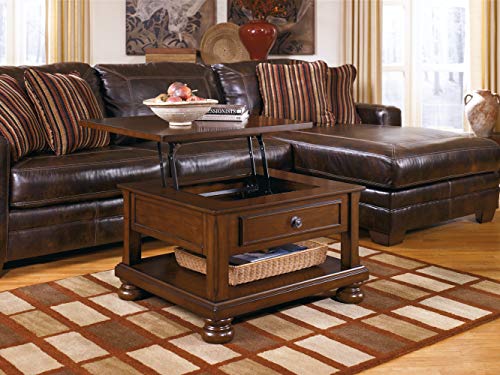 Signature Design by Ashley Porter Traditional Hand-Finished Lift Top Coffee Table, Dark Brown