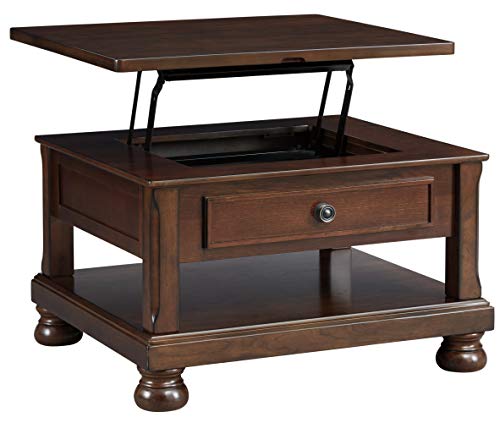 Signature Design by Ashley Porter Traditional Hand-Finished Lift Top Coffee Table, Dark Brown