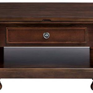 Signature Design by Ashley Porter Traditional Hand-Finished Lift Top Coffee Table, Dark Brown