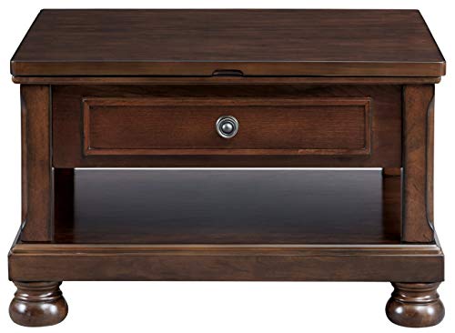 Signature Design by Ashley Porter Traditional Hand-Finished Lift Top Coffee Table, Dark Brown