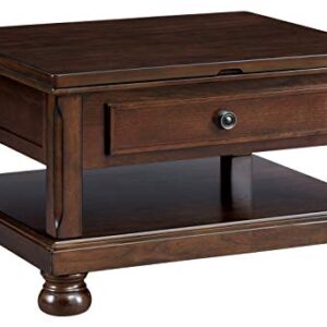 Signature Design by Ashley Porter Traditional Hand-Finished Lift Top Coffee Table, Dark Brown