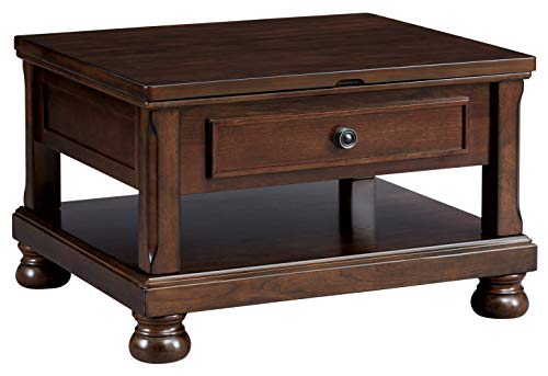 Signature Design by Ashley Porter Traditional Hand-Finished Lift Top Coffee Table, Dark Brown