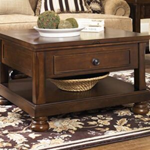 Signature Design by Ashley Porter Traditional Hand-Finished Lift Top Coffee Table, Dark Brown