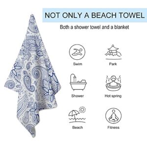 My Little Nest Bath Towels Quick Dry Bathroom Towels Hand Drawn Paisley Curve Pattern Absorbent Shower Towels Soft Hand Towel Wash Cloths for Spa Pool Hotel Gym 31" x 51"