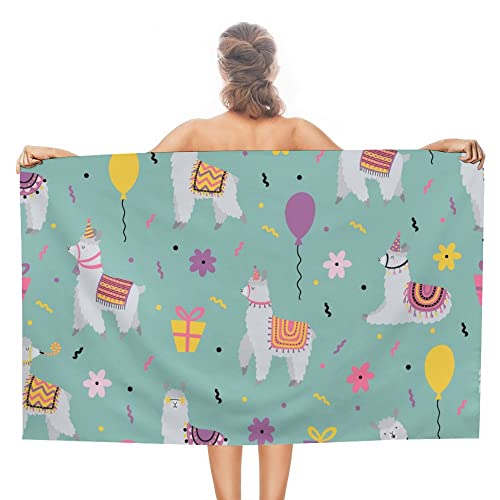 My Little Nest Bath Towels Quick Dry Bathroom Towels Celebratory Lamas Absorbent Shower Towels Soft Hand Towel Wash Cloths for Spa Pool Hotel Gym 31" x 51"