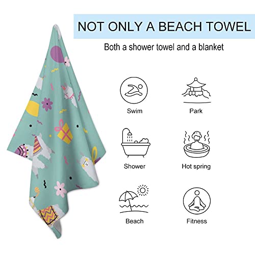 My Little Nest Bath Towels Quick Dry Bathroom Towels Celebratory Lamas Absorbent Shower Towels Soft Hand Towel Wash Cloths for Spa Pool Hotel Gym 31" x 51"