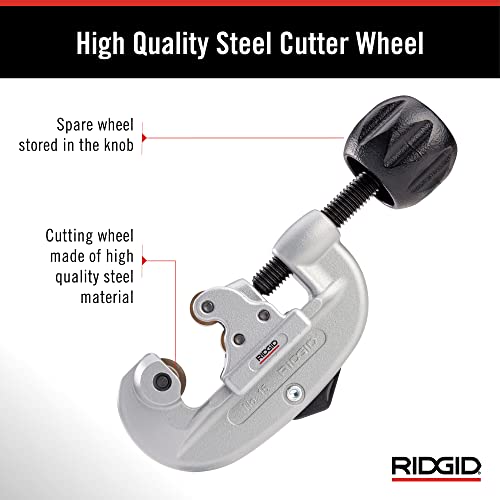 RIDGID 32920 Model 15 Screw Feed 3/16" to 1-1/8" Tubing and Conduit Cutter with X-CEL Knob, Silver