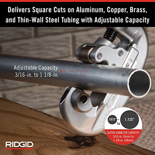 RIDGID 32920 Model 15 Screw Feed 3/16" to 1-1/8" Tubing and Conduit Cutter with X-CEL Knob, Silver