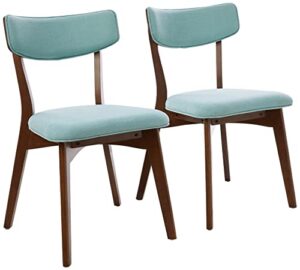 christopher knight home abrielle mid-century modern fabric dining chairs with natural walnut finished rubberwood frame, 2-pcs set, mint / natural walnut