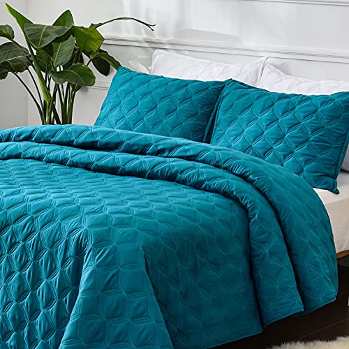 Litanika Queen Size Quilt Bedding Set Teal - Full Lightweight Comforter Bedspreads & Coverlets Turquoise - Bedding Cover Bed Decor All Season - 3 Pieces (1 Quilt, 2 Pillowcases)