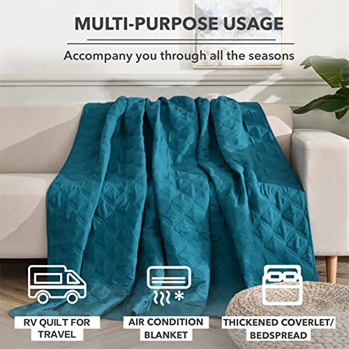 Litanika Queen Size Quilt Bedding Set Teal - Full Lightweight Comforter Bedspreads & Coverlets Turquoise - Bedding Cover Bed Decor All Season - 3 Pieces (1 Quilt, 2 Pillowcases)