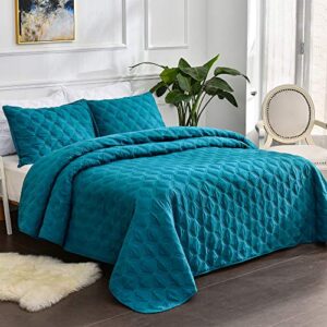 Litanika Queen Size Quilt Bedding Set Teal - Full Lightweight Comforter Bedspreads & Coverlets Turquoise - Bedding Cover Bed Decor All Season - 3 Pieces (1 Quilt, 2 Pillowcases)