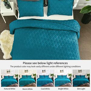 Litanika Queen Size Quilt Bedding Set Teal - Full Lightweight Comforter Bedspreads & Coverlets Turquoise - Bedding Cover Bed Decor All Season - 3 Pieces (1 Quilt, 2 Pillowcases)