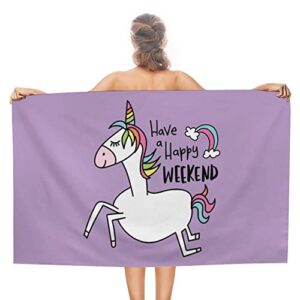 my little nest bath towels soft absorbent bathroom towel happy weekend unicorn rainbow quick dry bath towel large shower towels lightweight hand towels 31″ x 51″