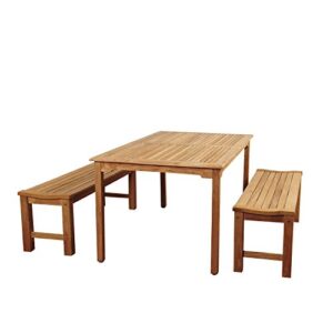 amazonia riverside 3 piece teak rectangular dining set