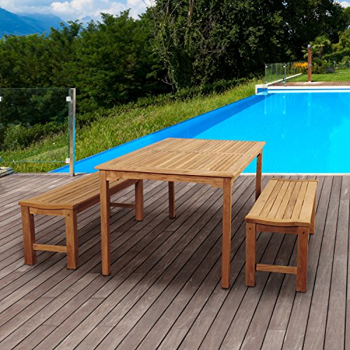 Amazonia Riverside 3 Piece Teak Rectangular Dining Set