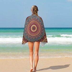 My Little Nest Bath Towels Soft Absorbent Bathroom Towel Circle of Tribal Mandala Quick Dry Bath Towel Large Shower Towels Lightweight Hand Towels 31" x 51"