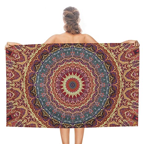 My Little Nest Bath Towels Soft Absorbent Bathroom Towel Circle of Tribal Mandala Quick Dry Bath Towel Large Shower Towels Lightweight Hand Towels 31" x 51"