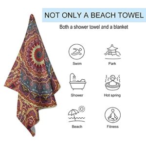 My Little Nest Bath Towels Soft Absorbent Bathroom Towel Circle of Tribal Mandala Quick Dry Bath Towel Large Shower Towels Lightweight Hand Towels 31" x 51"