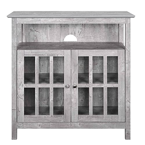 Convenience Concepts Big Sur Highboy TV Stand with Storage Cabinets, Faux Birch