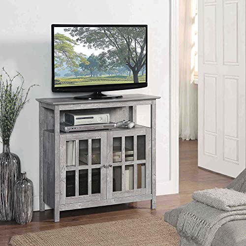 Convenience Concepts Big Sur Highboy TV Stand with Storage Cabinets, Faux Birch