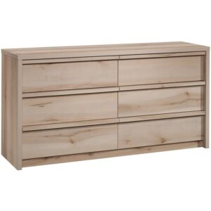 sauder harvey park 6-drawer bedroom dresser in pacific maple, pacific maple finish