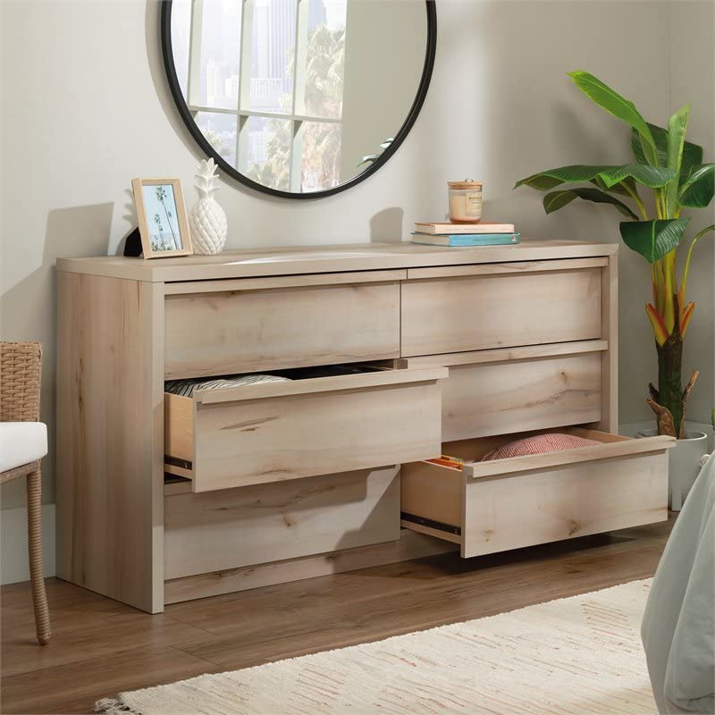 Sauder Harvey Park 6-Drawer Bedroom Dresser in Pacific Maple, Pacific Maple Finish