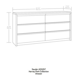 Sauder Harvey Park 6-Drawer Bedroom Dresser in Pacific Maple, Pacific Maple Finish