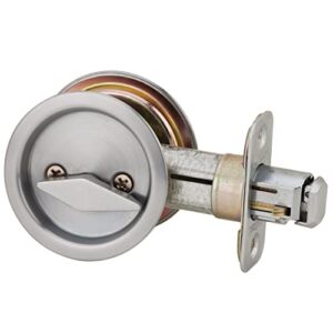 kwikset 335 26d rnd pckt dr lck round bed/bath pocket door lock in satin chrome