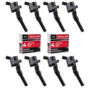 mas ignition coil dg508 & motorcraft spark plug sp479 compatible with ford 4.6l 5.4l v8 dg457 dg472 dg491 crown victoria expedition f-150 f-250 mustang lincoln mercury explorer (set of 8)