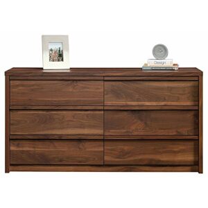 Pemberly Row Modern 6 Drawer Double Bedroom Dresser in Grand Walnut