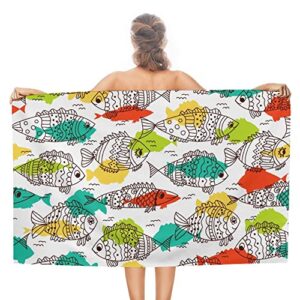 my little nest bath towels soft absorbent bathroom towel sea fish colorful quick dry bath towel large shower towels lightweight hand towels 31″ x 51″