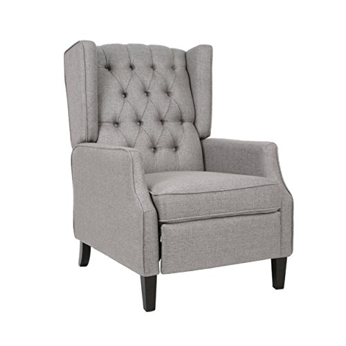 Christopher Knight Home Diana Wingback Recliner, Gray + Dark Brown