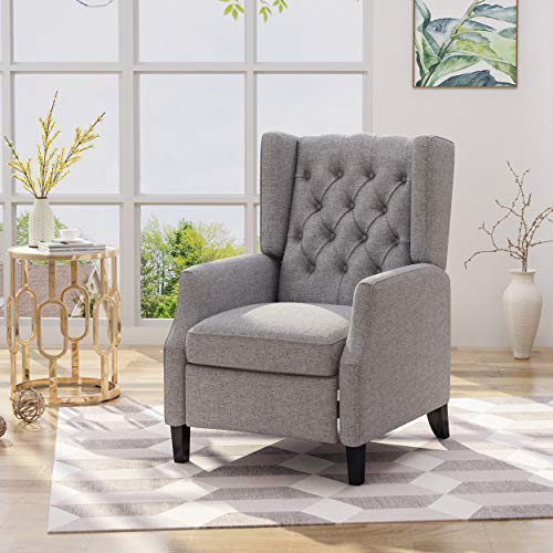 Christopher Knight Home Diana Wingback Recliner, Gray + Dark Brown