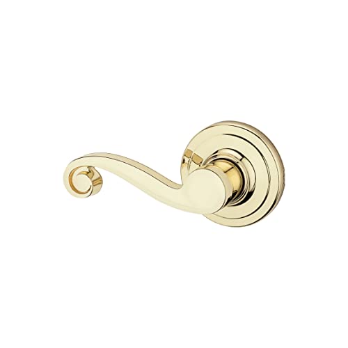 Kwikset Lido Left-Handed Half-Dummy Lever with Microban Antimicrobial Protection in Polished Brass (97880-682)