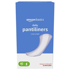 amazon basics daily pantiliner, long length, 40 count, 1 pack (previously solimo)