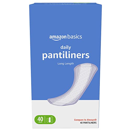 Amazon Basics Daily Pantiliner, Long Length, 40 Count, 1 Pack (Previously Solimo)