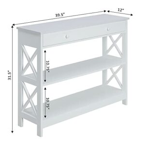 Convenience Concepts Oxford 1 Drawer Console Table with Shelves, White