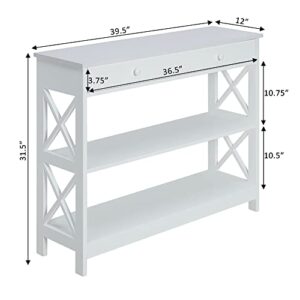 Convenience Concepts Oxford 1 Drawer Console Table with Shelves, White