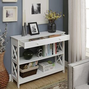 Convenience Concepts Oxford 1 Drawer Console Table with Shelves, White