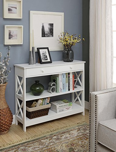 Convenience Concepts Oxford 1 Drawer Console Table with Shelves, White