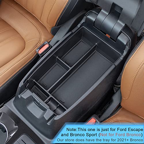 TOPINSTALL Center Console Organizer Compatible with Ford Escape 2020-2023/ Bronco Sport 2021-2023 Accessories, Armrest Box Long Compartment Storage Tray Coin Container-Black