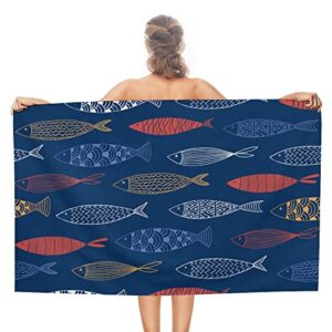 my little nest bath towels soft absorbent bathroom towel dark colorful fish animal quick dry bath towel large shower towels lightweight hand towels 31″ x 51″