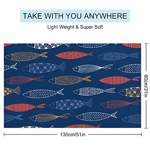 My Little Nest Bath Towels Soft Absorbent Bathroom Towel Dark Colorful Fish Animal Quick Dry Bath Towel Large Shower Towels Lightweight Hand Towels 31" x 51"