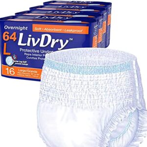 LivDry Overnight Protective Underwear Large size Count: 64