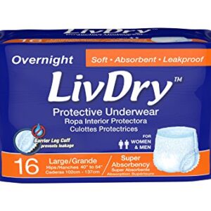 LivDry Overnight Protective Underwear Large size Count: 64