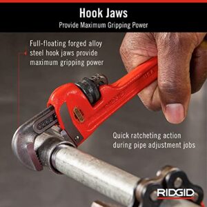 RIDGID 31000 Model 6 Heavy-Duty Plumbing Straight 6" Pipe Wrench, Red, Made in the USA