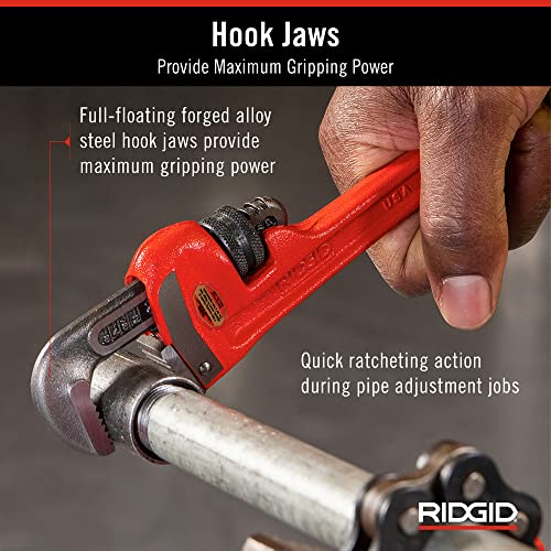 RIDGID 31000 Model 6 Heavy-Duty Plumbing Straight 6" Pipe Wrench, Red, Made in the USA